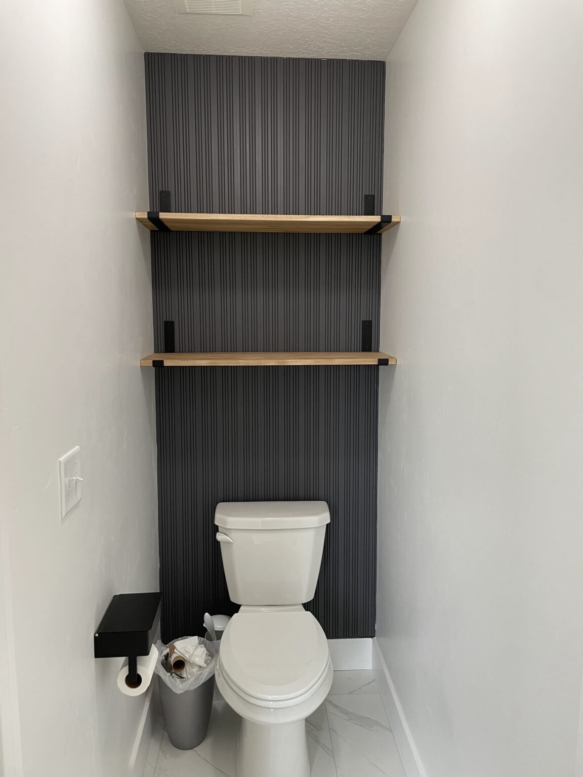 Water Closet Makeover: Fluted Trim Accent Wall - SPetrichHome